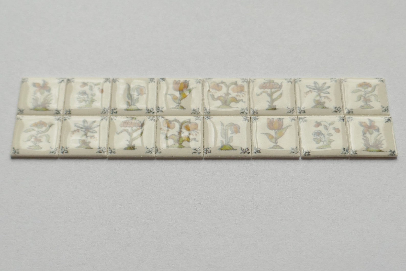 16 Miniature Porcelain Tiles printed Dutch Flowers | Etsy