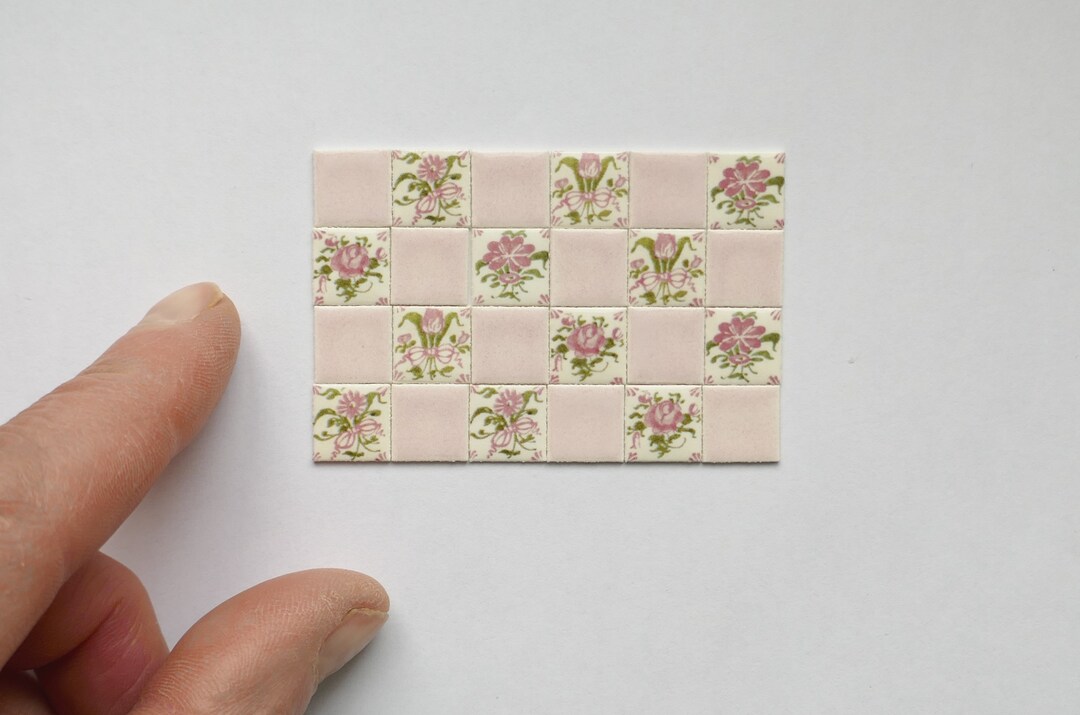Miniature Tiles - Rose Flowers and Rose Tiles - Printed Design on Real ...