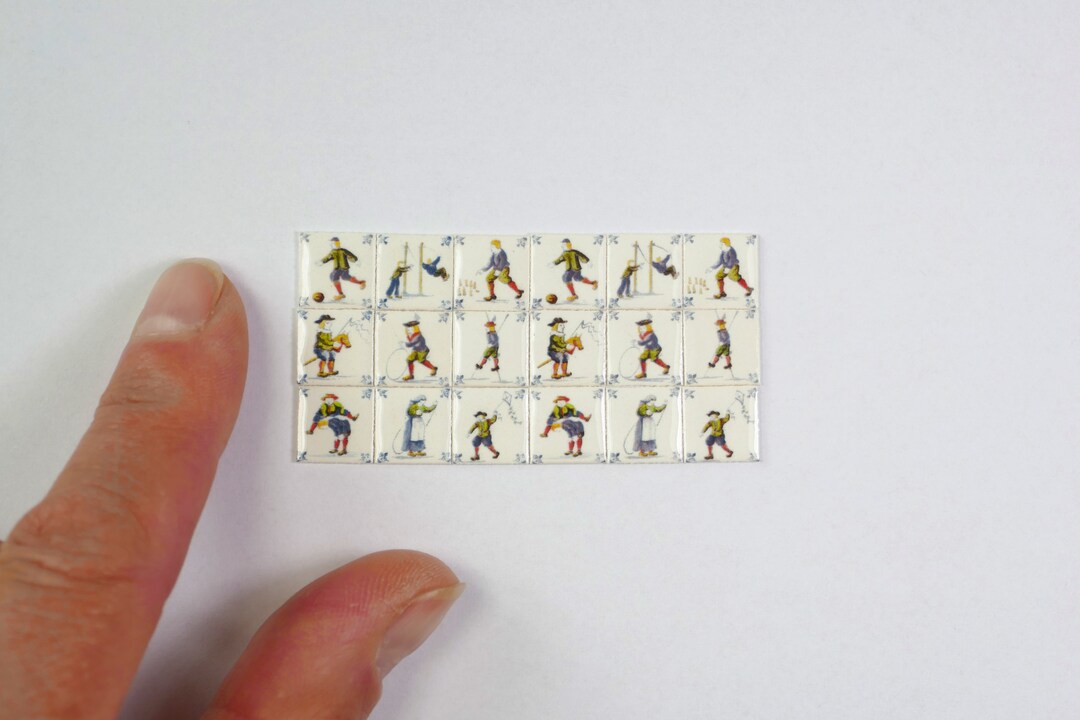 18 Miniature Porcelain Tiles (children Games) - Etsy