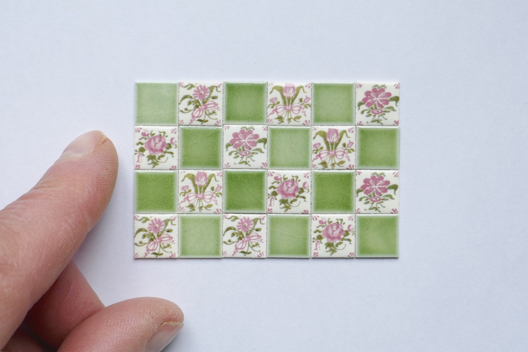 Miniature Tiles Rose Flowers and Rose Tiles Printed Design on Real ...