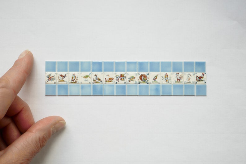 14 Miniature Porcelain Tiles Printed Dutch Designs - Etsy