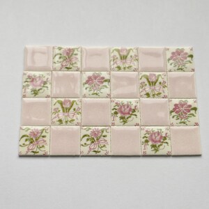 Miniature Tiles - Rose Flowers and Rose Tiles - Printed Design on Real ...