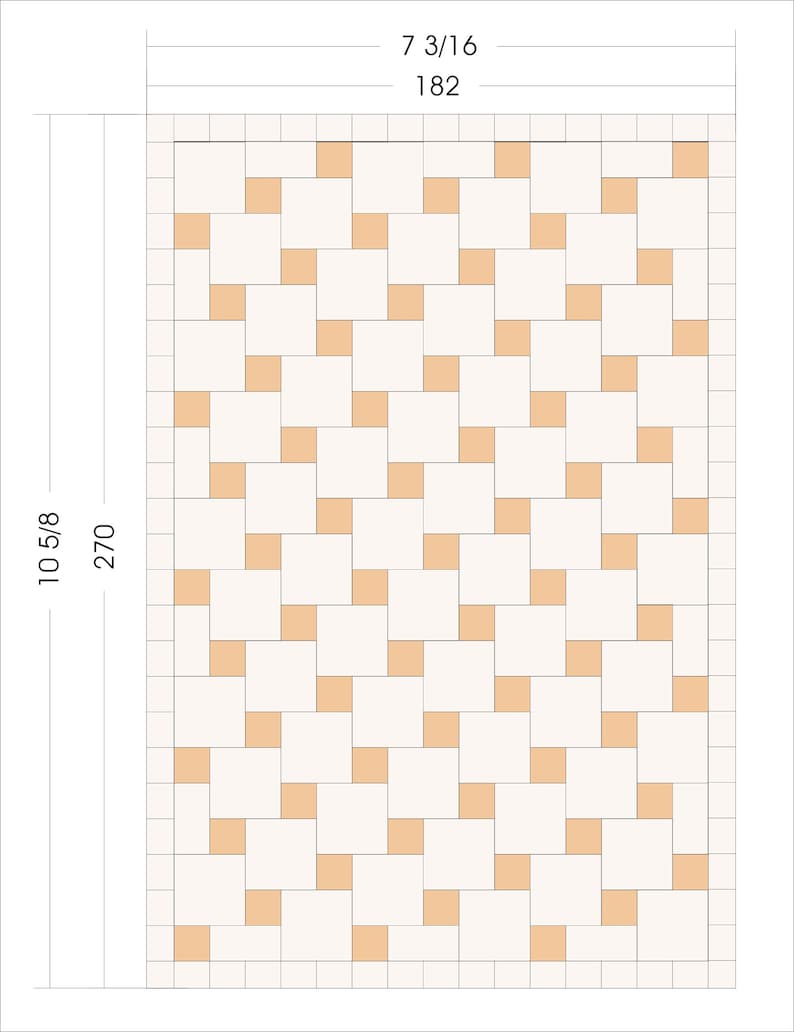 Kit:miniature Tiles + Basic Pattern for a Floor of 7 3/16 X 10 5/8 Inch ...