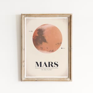 Mars Print Mars Wall Art the Red Planet Nursery Wall Art | Etsy