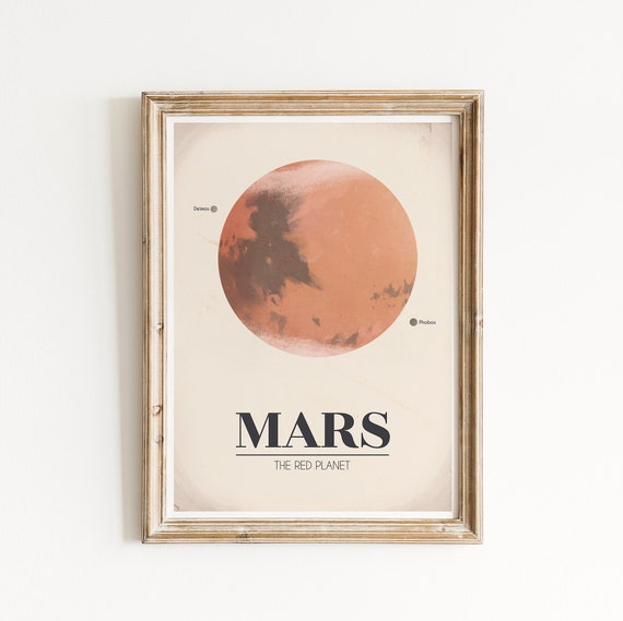 Mars Print Mars Wall Art the Red Planet Nursery Wall Art | Etsy