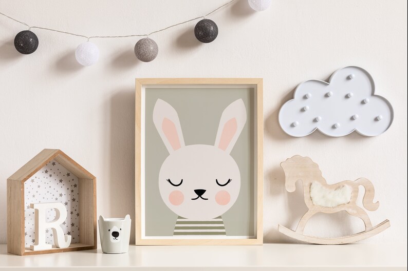 Rabbit Wall Art Animals Wall Decor Cute Wall Decor Nursery - Etsy
