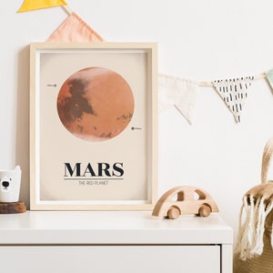 Mars Print, Mars Wall Art, the Red Planet, Nursery Wall Art, Nursery ...