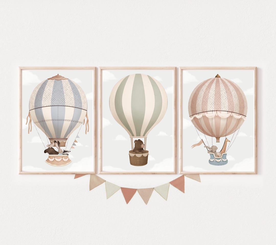 Hot Air Balloon Nursery Prints: Safari, Woodland Animals, Travel ...