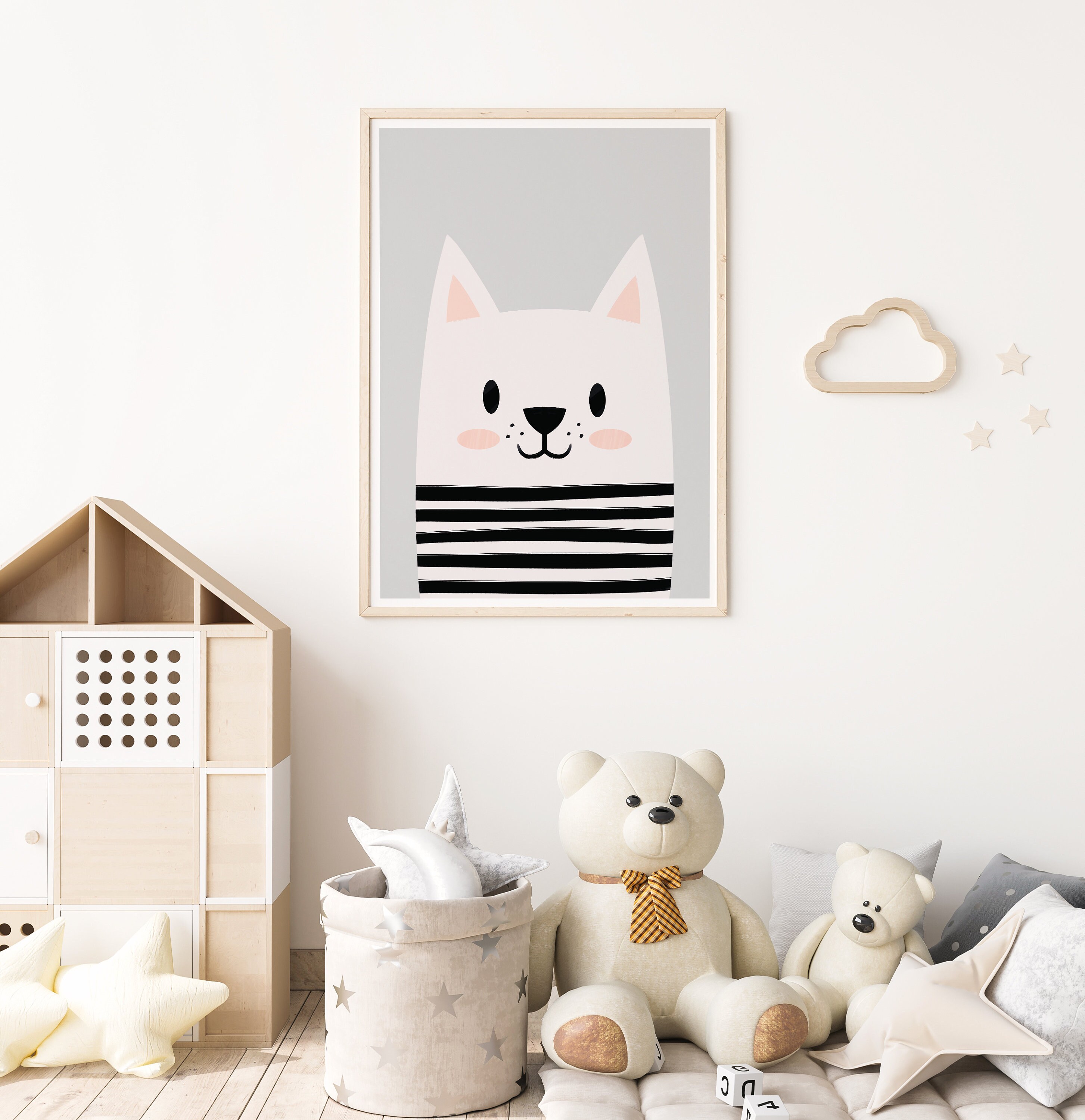 Cat Print Cute Cat Animals Print Scandinavian Print - Etsy