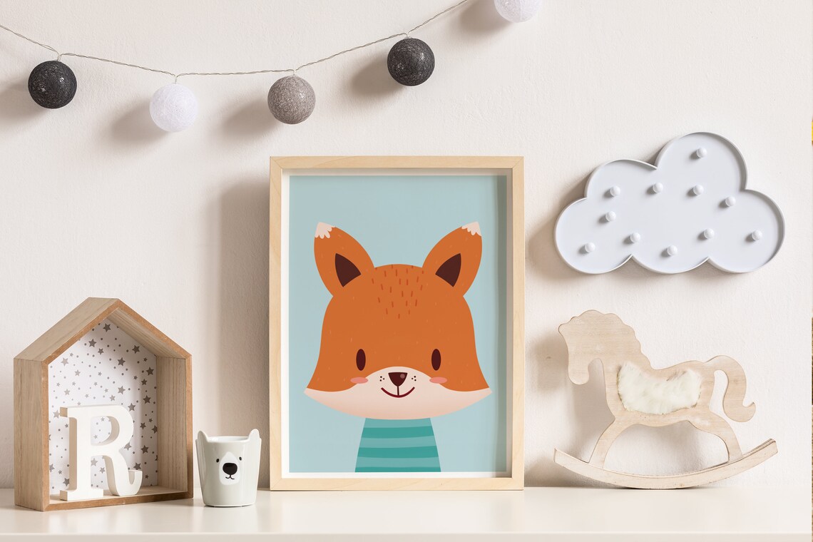 Cute Fox Print Fox Wall Art Animals Print Safari Wall | Etsy
