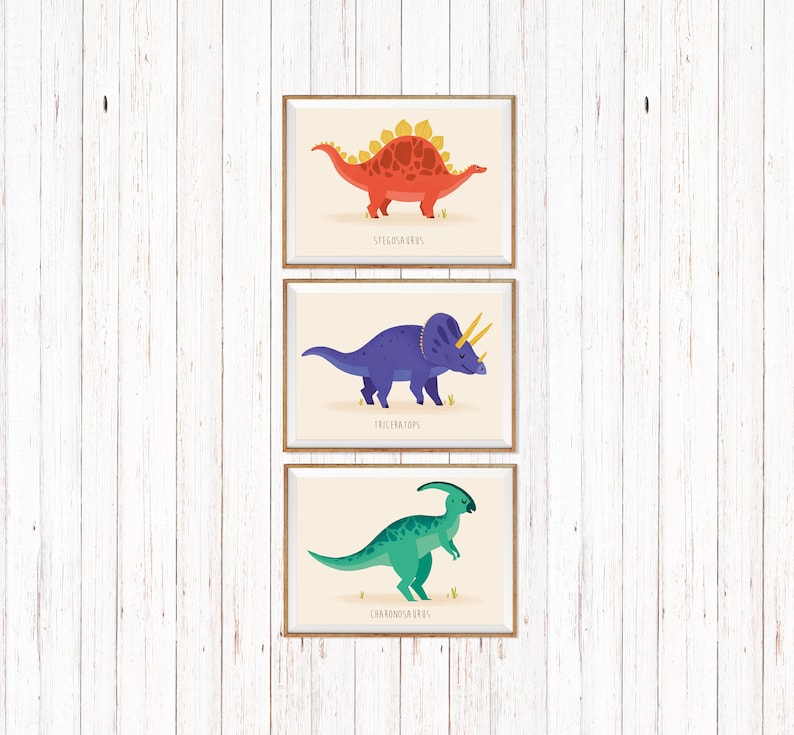 Set of three prints Promotion Dinosaurs print Dinosaurs | Etsy