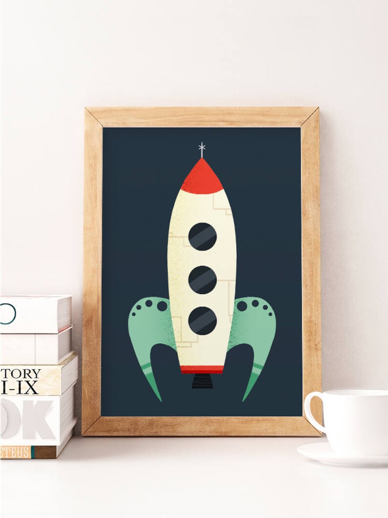 Space print Spaceship art Nursery wall art Nursery wall | Etsy