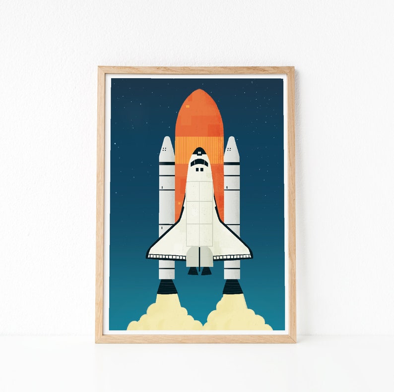 Space print Spaceship art Nursery wall art Nursery wall | Etsy