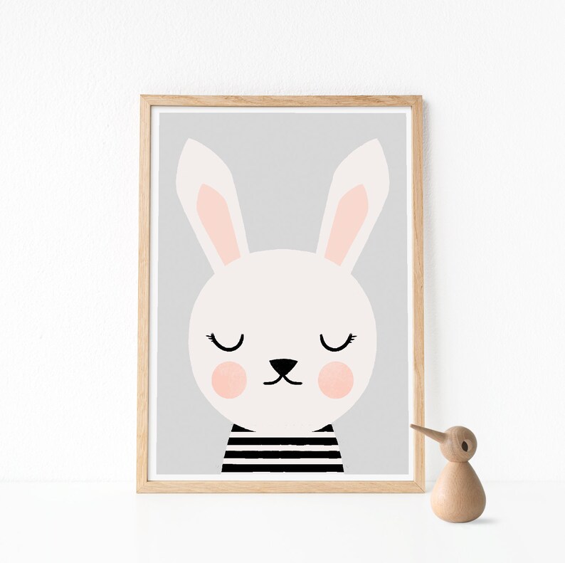 Cute rabbit Little rabbit Scandinavian nursery Minimalist | Etsy