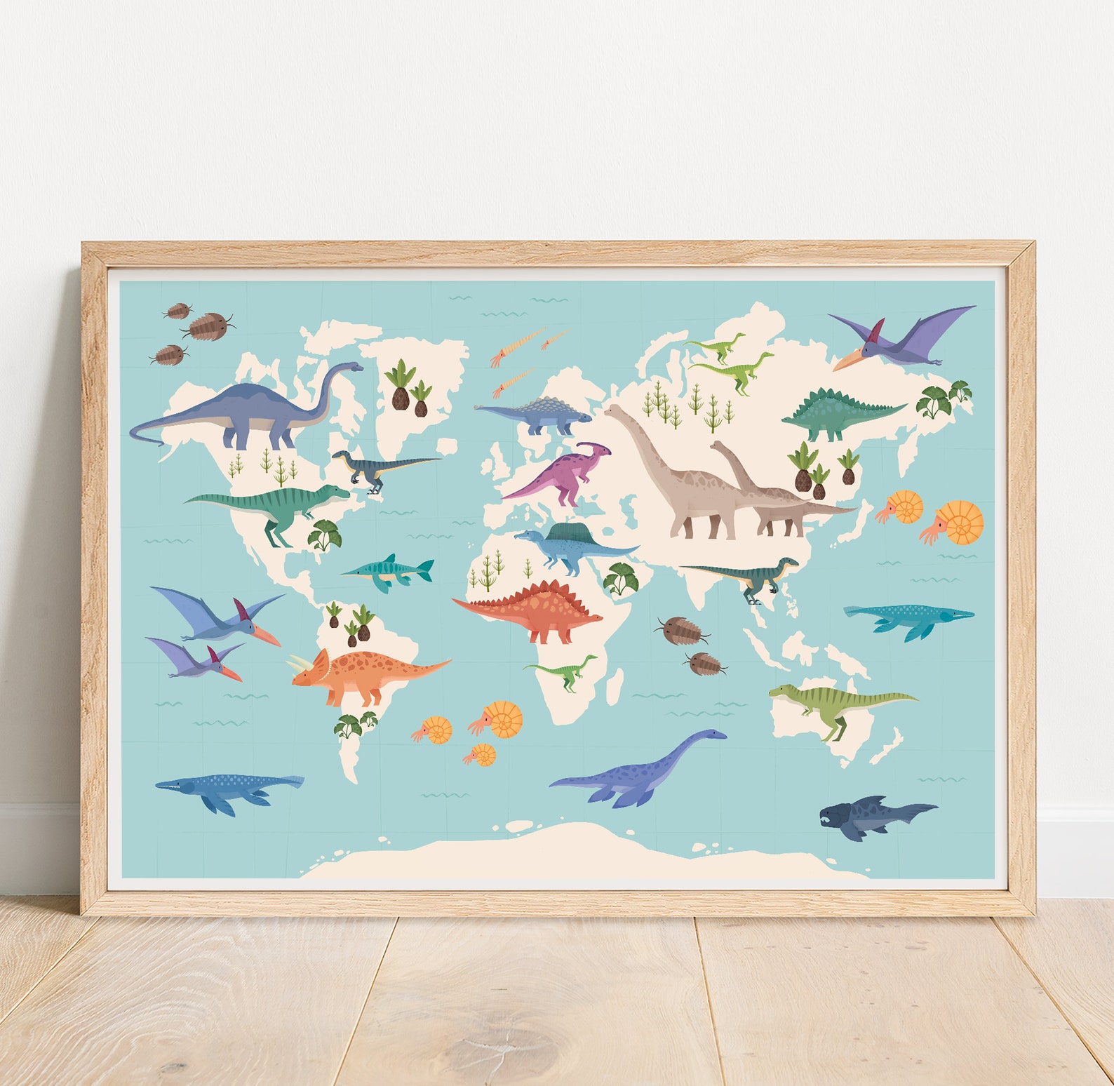 World Map Print Dinosaurs Print Dinosaurs Map Nursery | Etsy