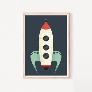 Space Print, Spaceship Art, Nursery Wall Art, Nursery Wall Decor, Space ...