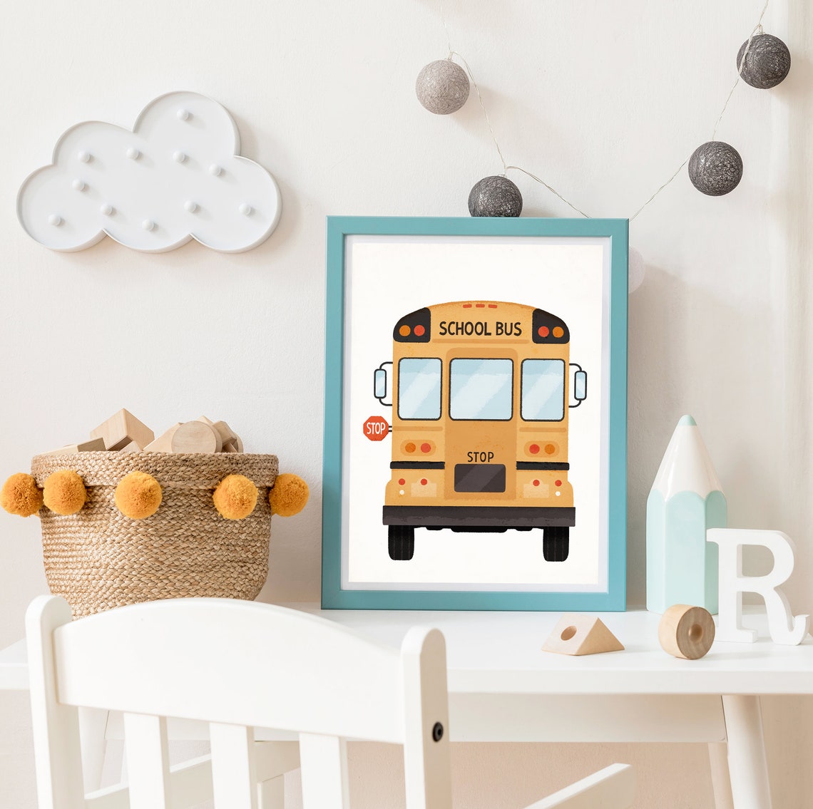 School bus nursery Yellow bus print Nursery wall art Cars | Etsy