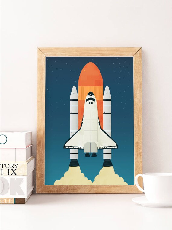 Space print Spaceship art Nursery wall art Nursery wall | Etsy