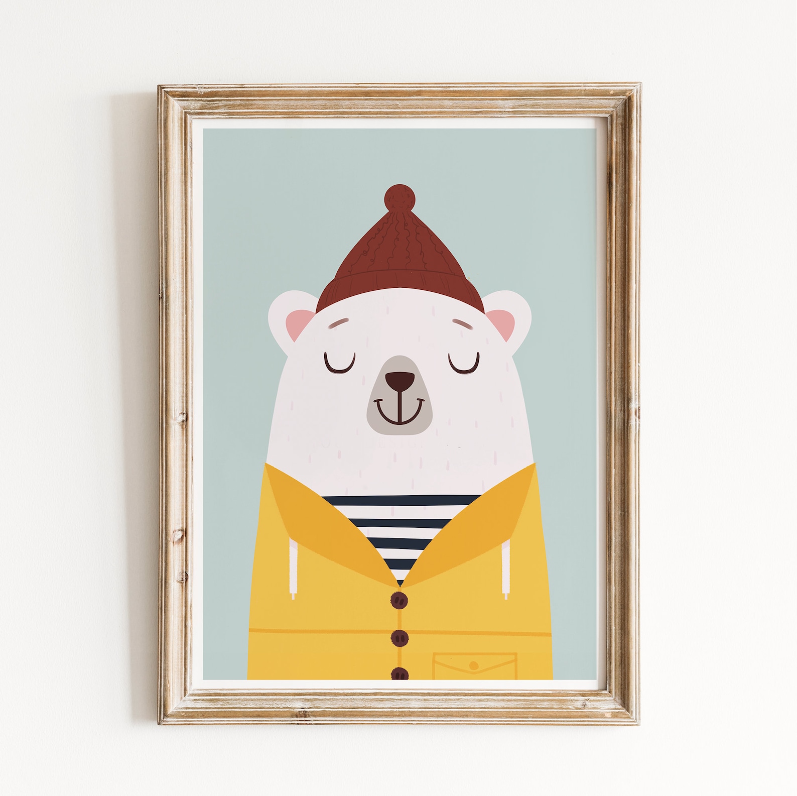 Bear Print White Bear Nursery Poster Kids Wall Art Cute - Etsy