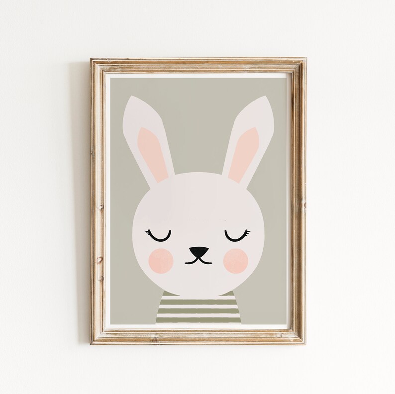 Rabbit Wall Art Animals Wall Decor Cute Wall Decor Nursery - Etsy