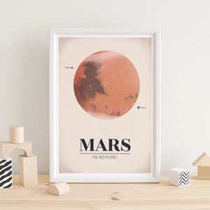 Mars Print Mars Wall Art the Red Planet Nursery Wall Art | Etsy