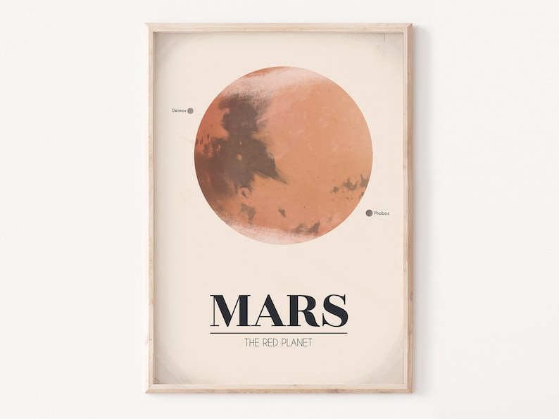 Mars Print Mars Wall Art the Red Planet Nursery Wall Art - Etsy
