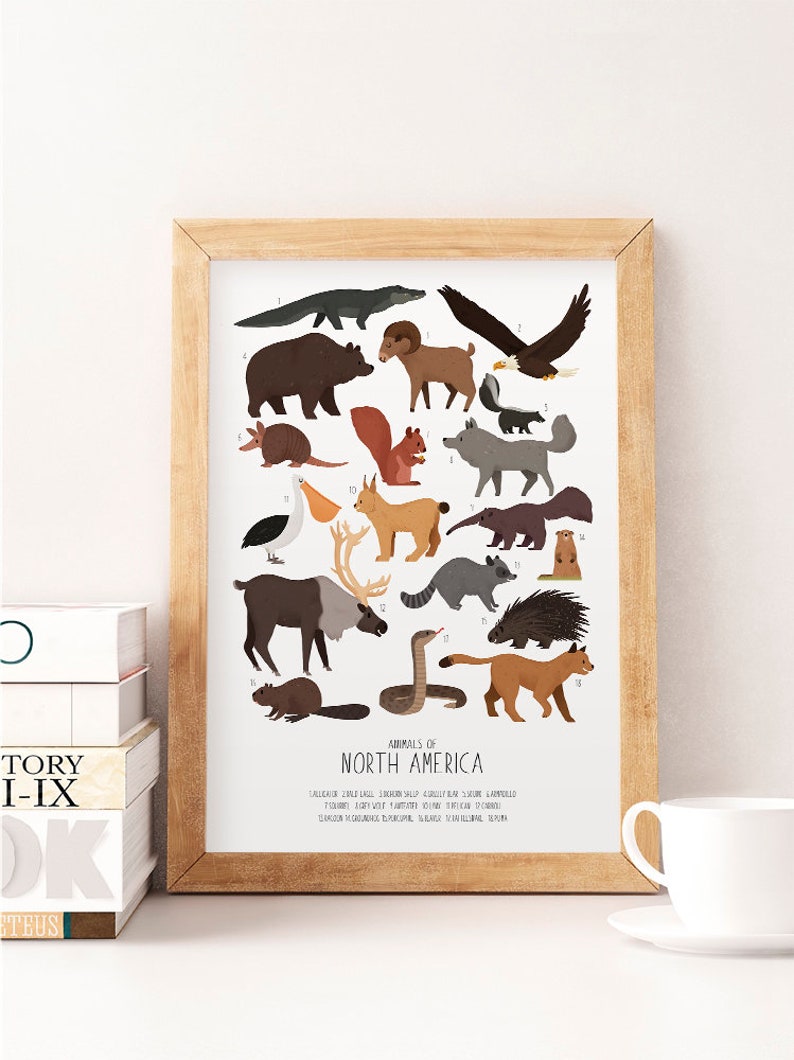 Animals print Animals north america nursery wall decor | Etsy