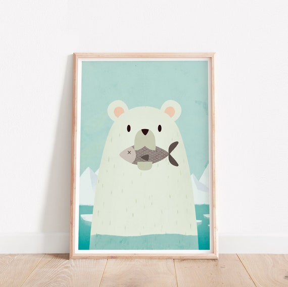Polar Bear Bear Print Polar Bear Print Nursery Animal | Etsy
