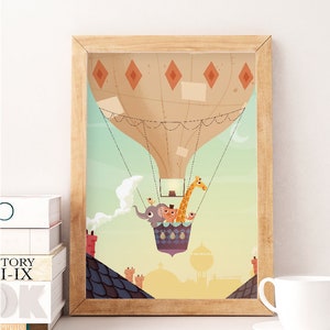 Animals Wall Decor, Balloon Print, Nursery Wall Print, Nursery Decor ...