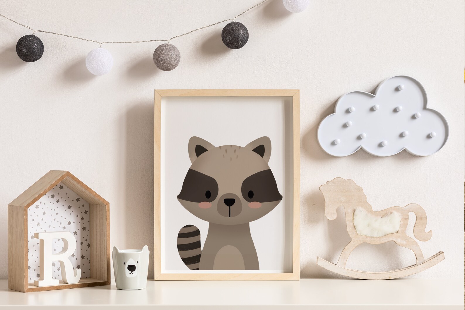 Raccoon Print, Raccoon Nursery, Woodland Nursery, Forest Animals Art ...