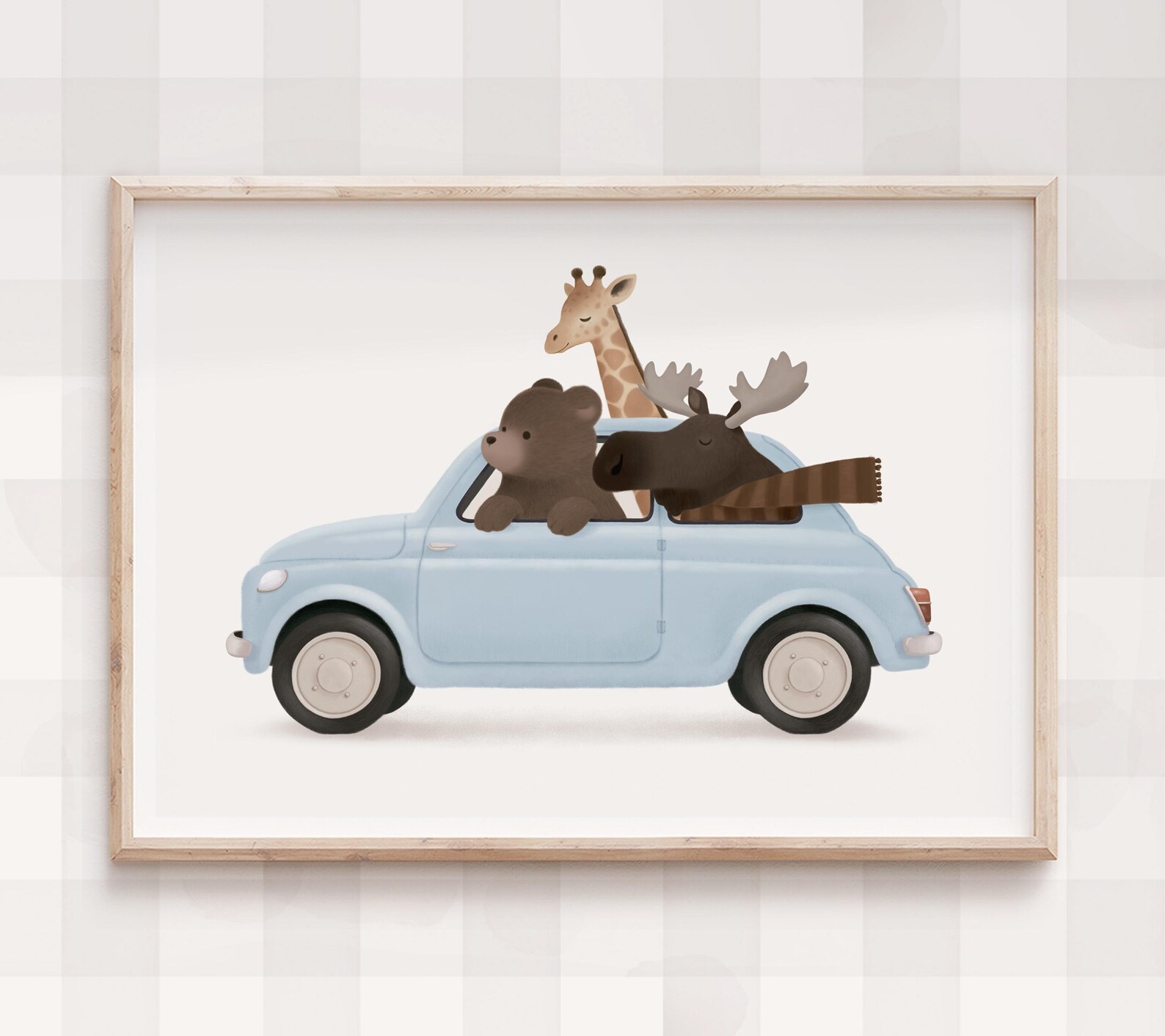 Whimsical Blue Car Nursery Print – Cute Car Wall Art for Baby Boy Room ...