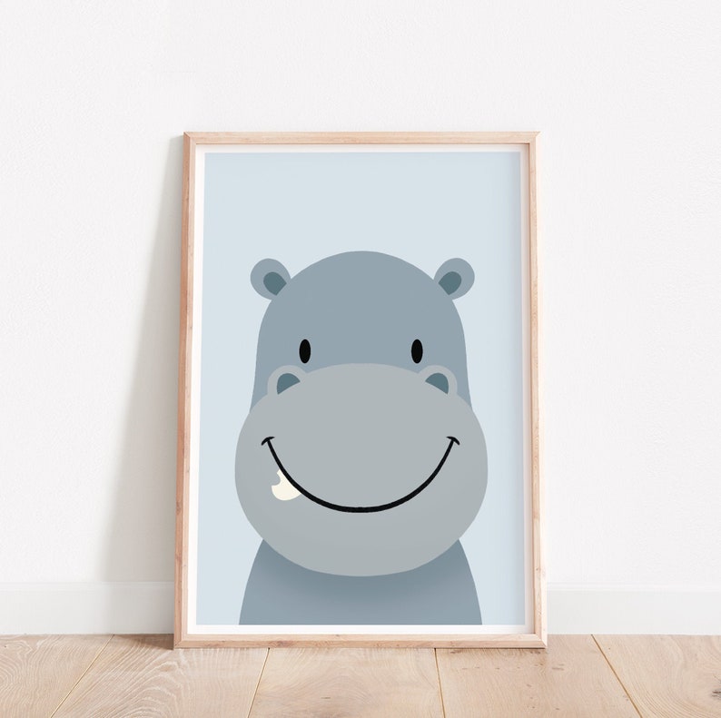 Hippo Print Hippo Nursery Poster Kids Wall Art Hippo - Etsy