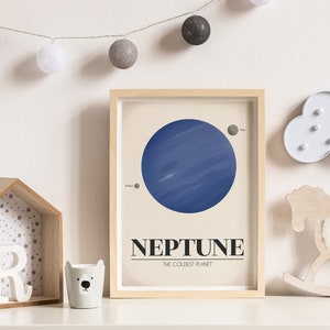 Neptune Print, Neptune Planet, Nursery Art Print, Art for Kids, Space ...