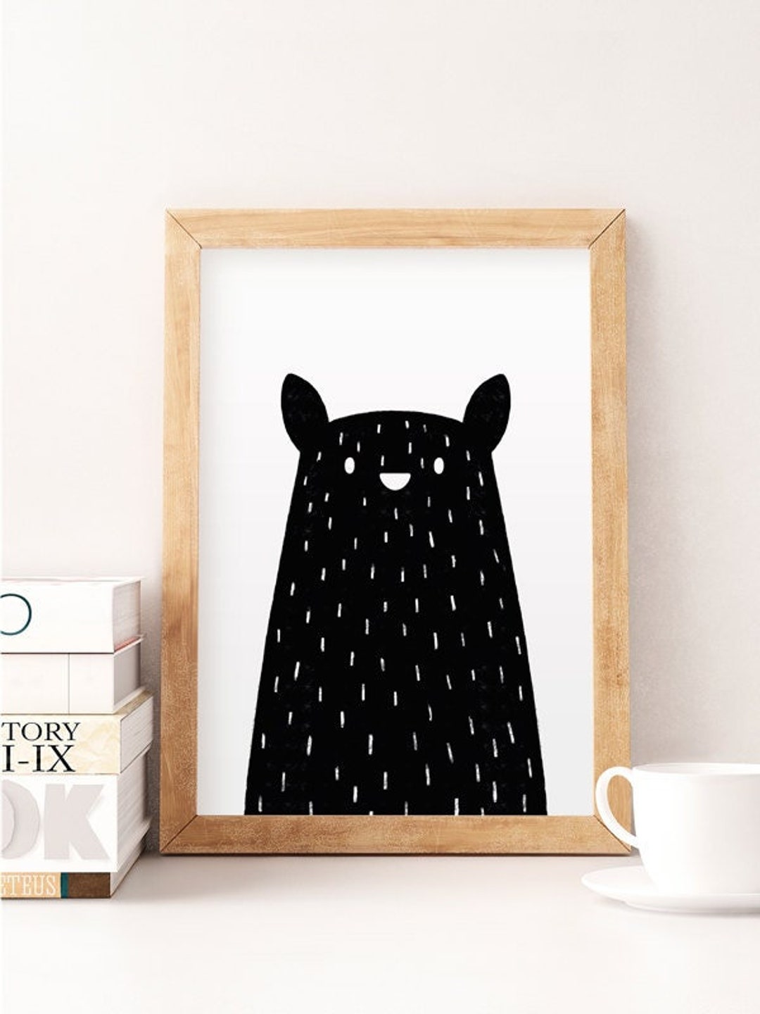 Black Bear Print, Minimal Bear, Bear Nursery Art, Nursery Minimal Art ...