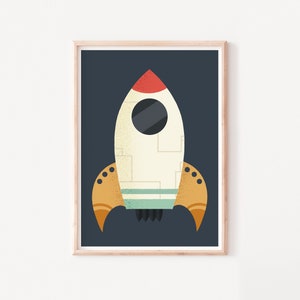 Space Print, Spaceship Art, Nursery Wall Art, Nursery Wall Decor, Space ...