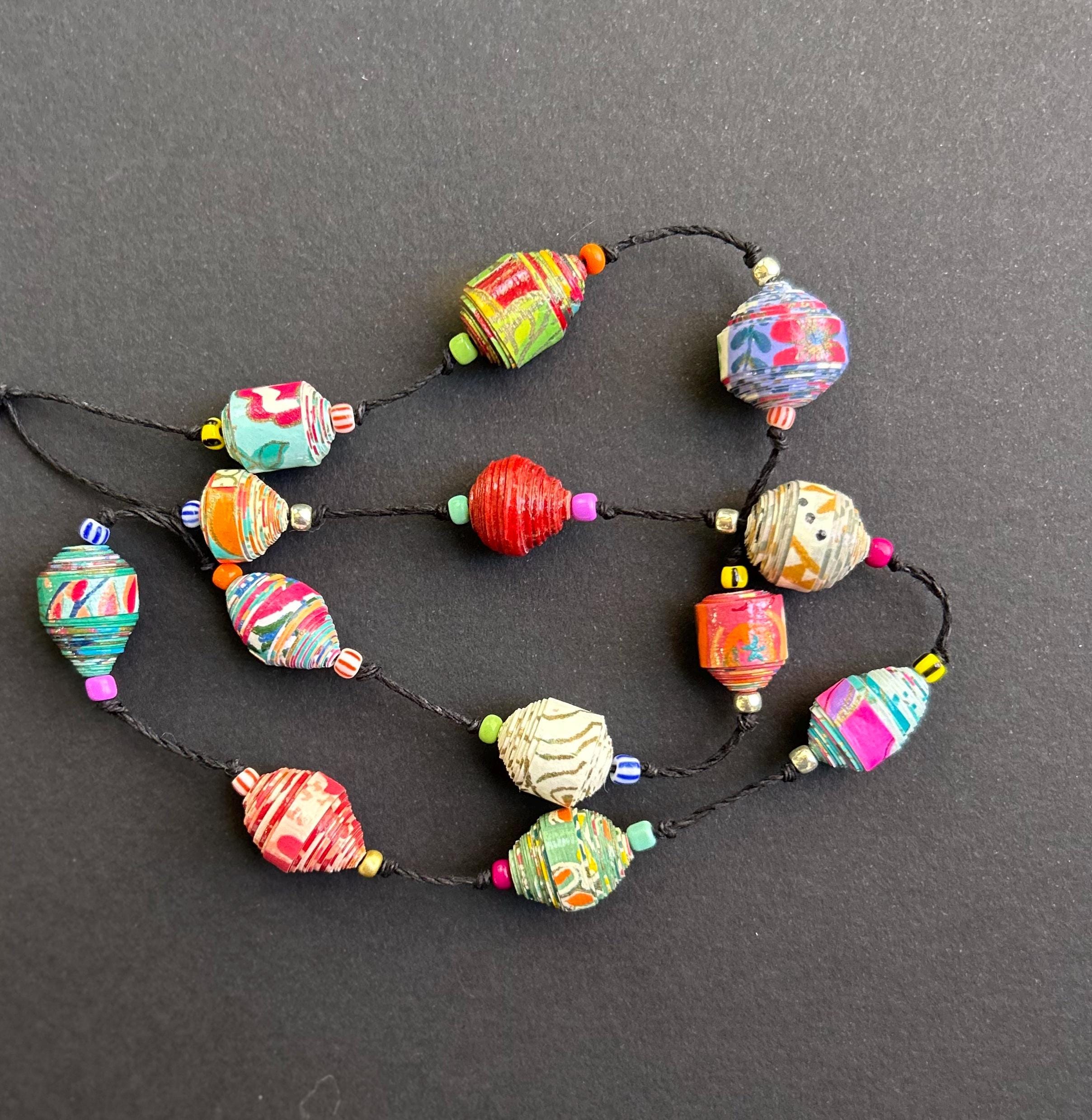 1123B Set of 3 Handmade Paper Bead Necklaces - Etsy
