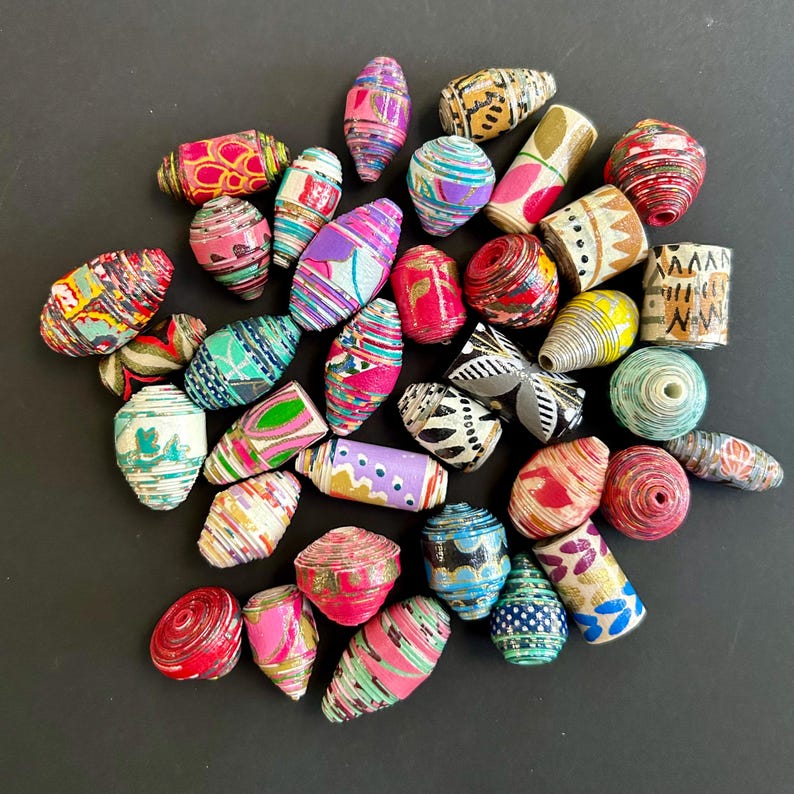 6/35 Set of 35 Handmade Paper Beads - Etsy