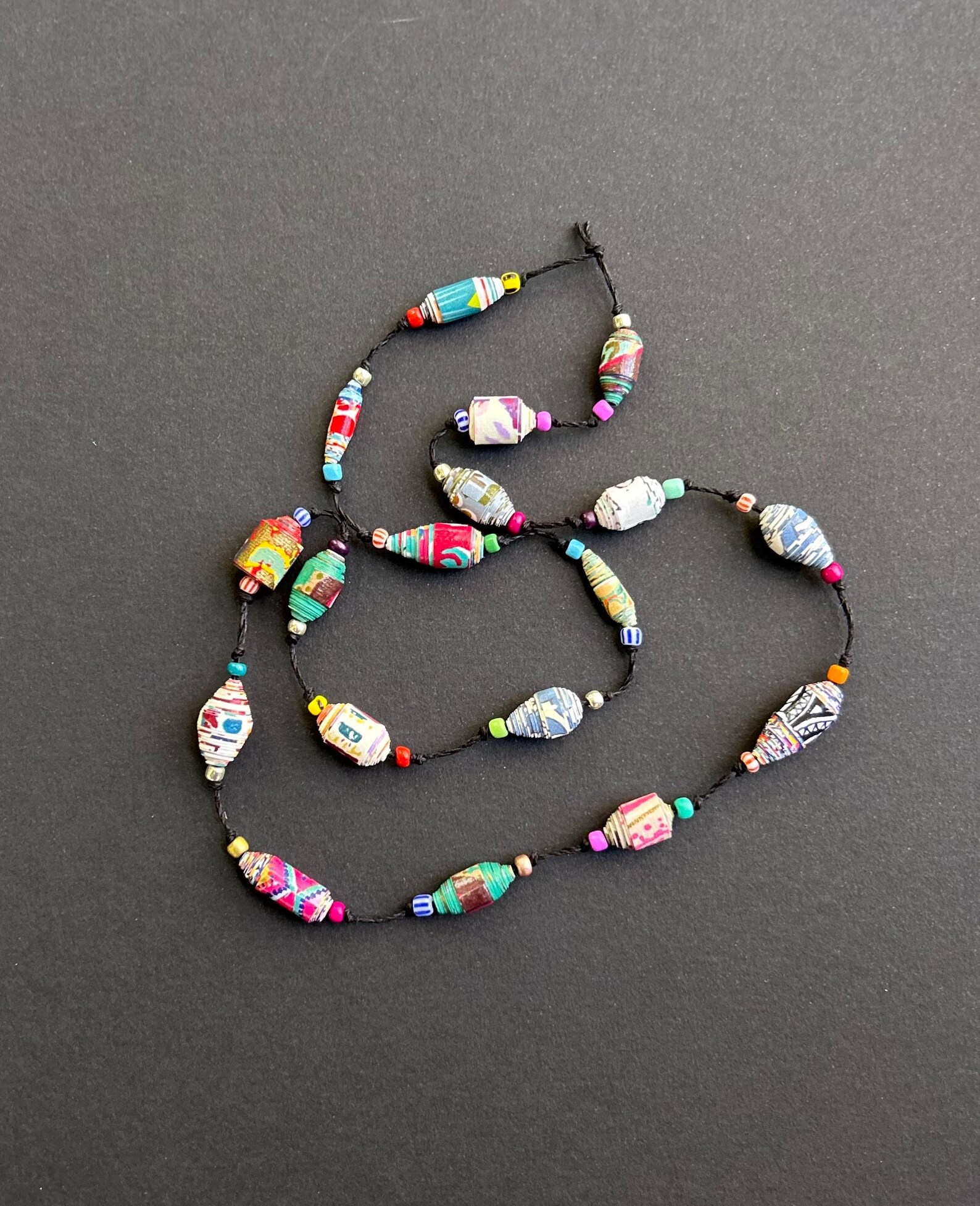 1123B Set of 3 Handmade Paper Bead Necklaces - Etsy