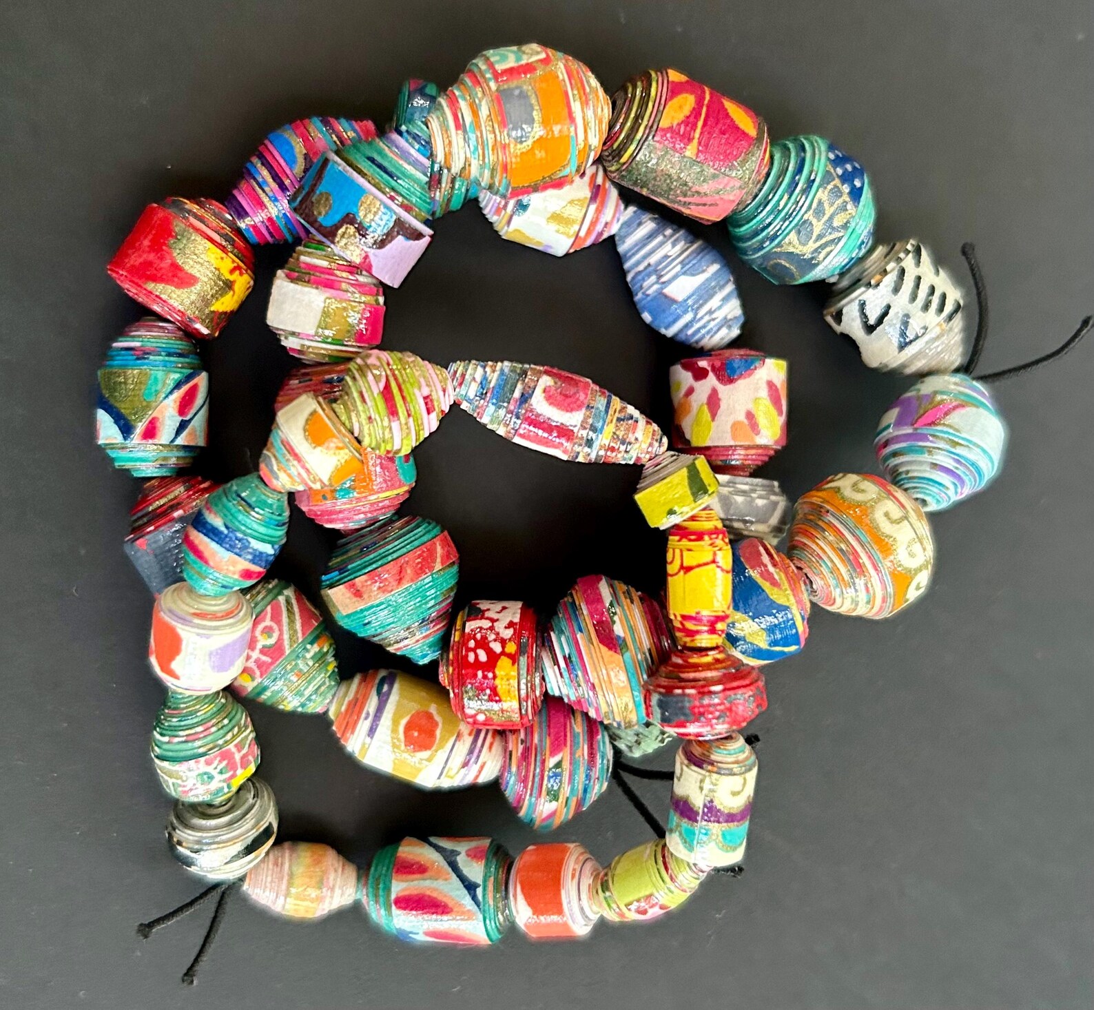 3/2 Set of 3 Handmade Paper Bead Bracelets - Etsy