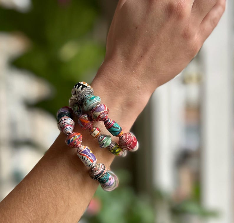 3/2 Set of 3 Handmade Paper Bead Bracelets - Etsy
