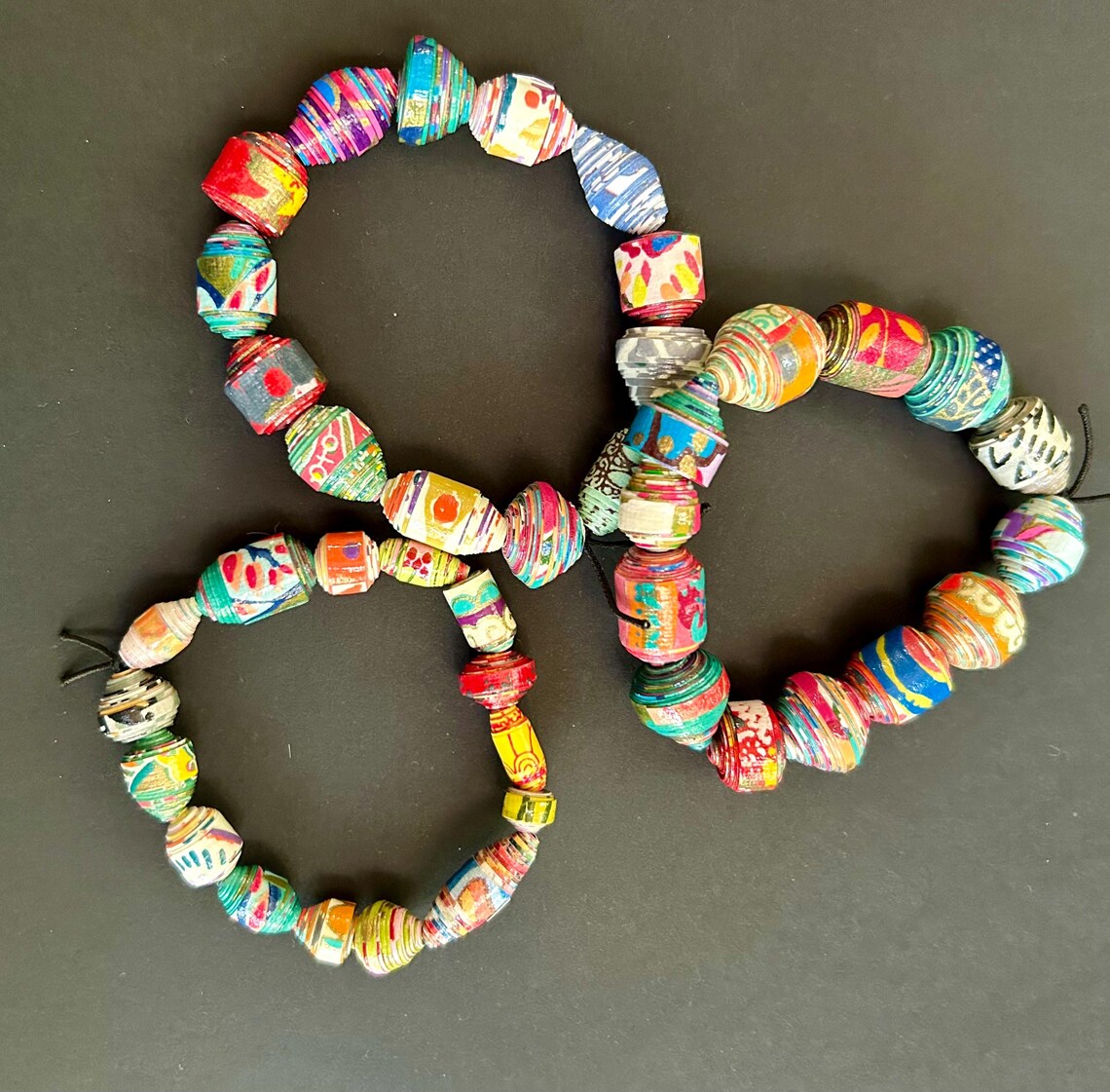 3/2 Set of 3 Handmade Paper Bead Bracelets - Etsy