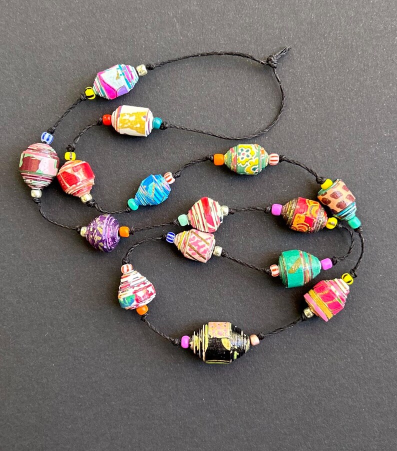 1123A Set of 3 Handmade Paper Bead Necklaces - Etsy
