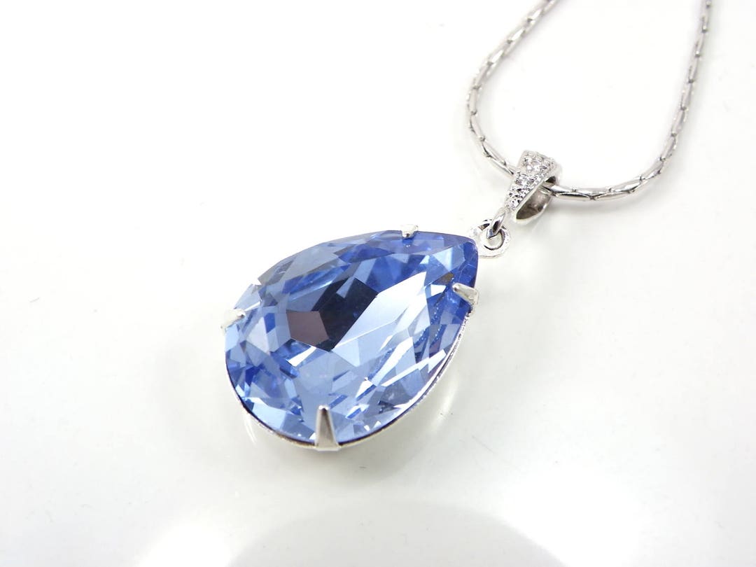 Light Sapphire Necklace, Blue Crystal Necklace Swarovski Crystal ...