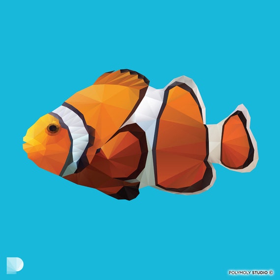 Clown Fish Polygon Art. Instant Download Digital Print Wall - Etsy ...
