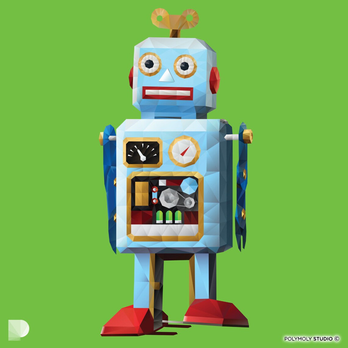 Retro Tin Toy Robot Polygon Art. Instant Download Digital Print, Wall ...