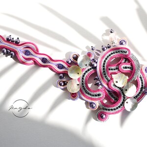 Soutache Bracelet in Hot Pink and Silver, Soutache Jewelry, Open Circle ...