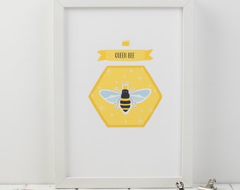 Queen Bee Art Printable Bee Decor Queen Bee Art Bee Wall - Etsy