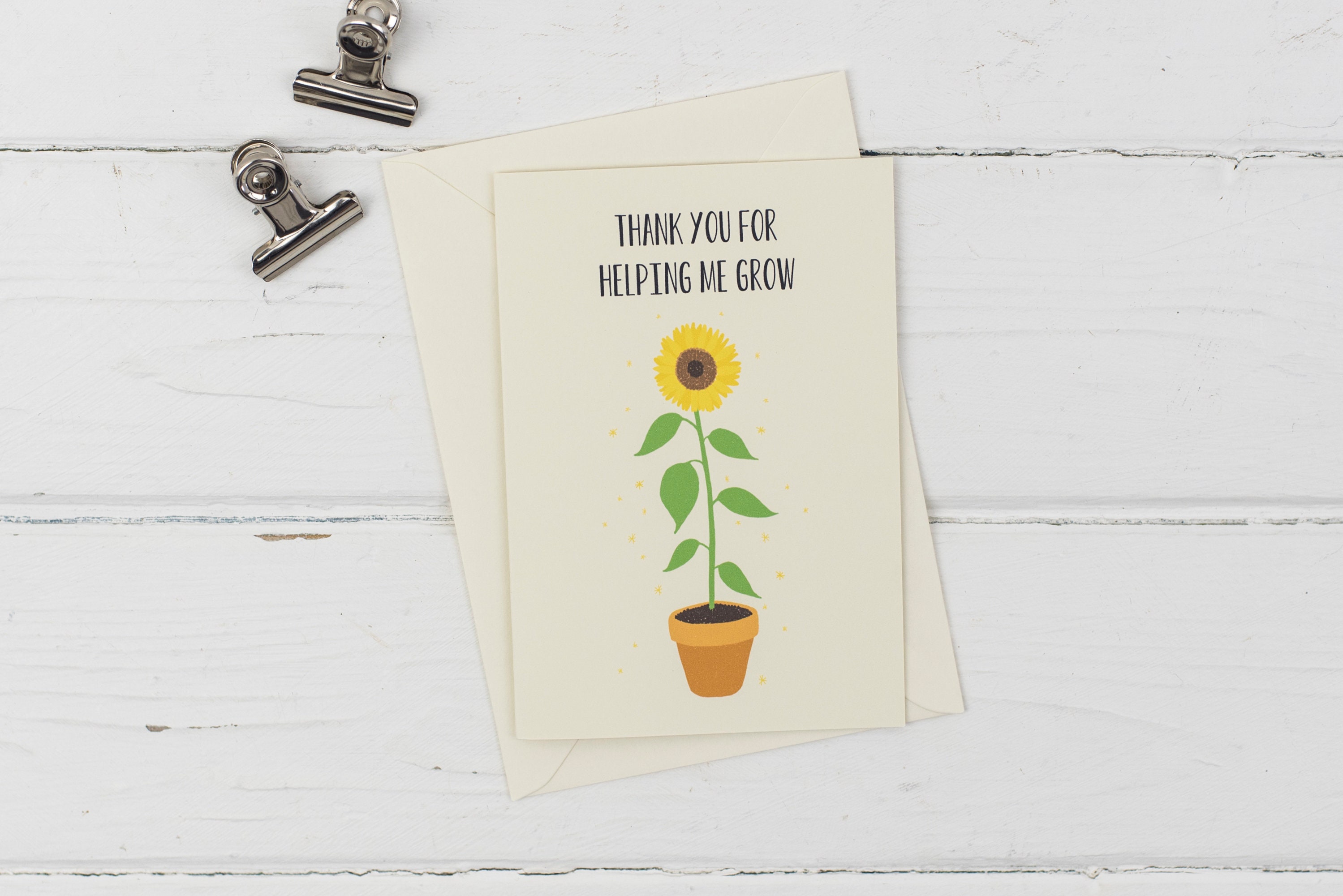 Sunflower Teacher Thank You Card - Etsy