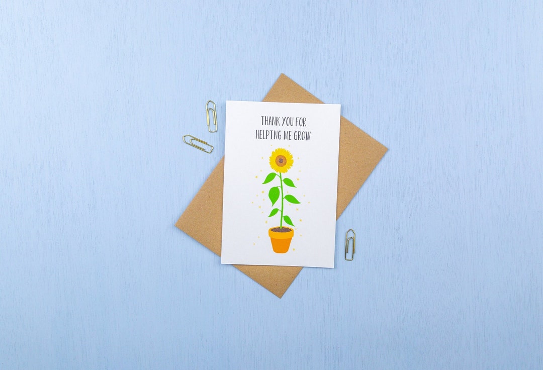 Sunflower- Teacher Thank You Card - Etsy