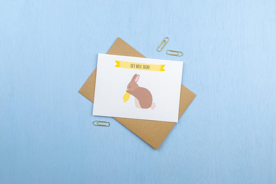 Bunny Rabbit Get Well Soon Card - Etsy